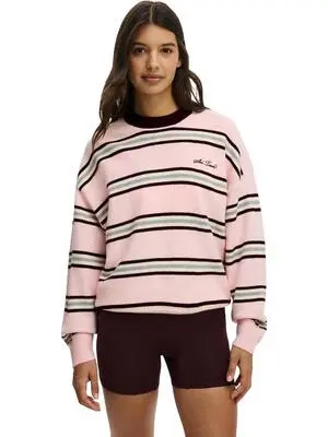 Cotton:on Active Slouchy Knit Sweater Cherry Dream Stripe