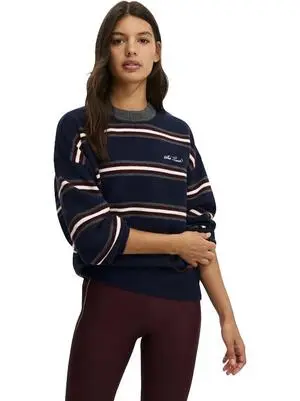 Cotton:on Active Slouchy Knit Sweater Prep Sport Navy Stripe