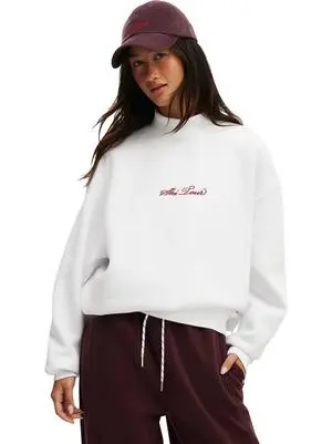 Cotton:on Active Plush Mock Neck Sweatshirt White Ski