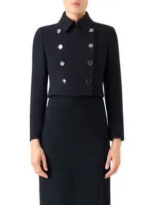 Akris Hevan Double-breasted Wool Crepe Jacket - Black