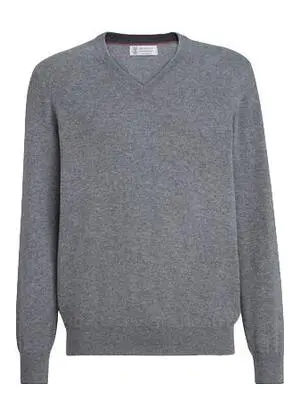Brunello Cucinelli Cashmere V-neck Sweater - Dark Grey
