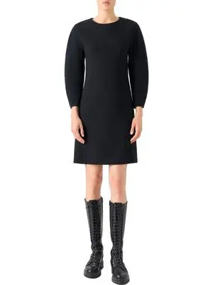 Akris Long Sleeve Wool Blend Sheath Dress - Black