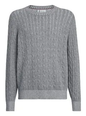 BRUNELLO CUCINELLI Cashmere Vanisé Cable Knit Sweater