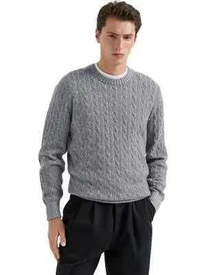 BRUNELLO CUCINELLI Cashmere Vanisé Cable Knit Sweater