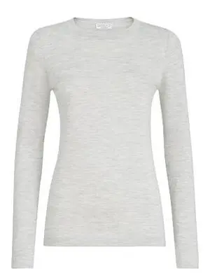Brunello Cucinelli Cashmere And Silk Crew-neck Sweater - Light Grey