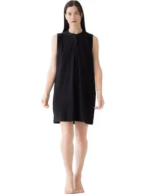 SALUA Relaxed Sleeveless Sleep Tunic - Black