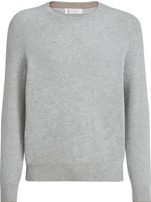 Brunello Cucinelli Cashmere English Rib Sweater - Pebble