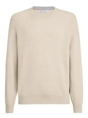 Brunello Cucinelli Cashmere English Rib Sweater - Sand