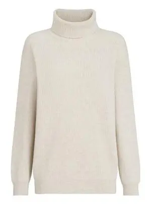 Brunello Cucinelli Cashmere English Rib Sweater - Oyster