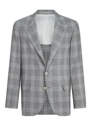 Brunello Cucinelli Tartan Deconstructed Blazer - Light Grey