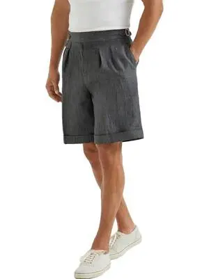 Brunello Cucinelli Délavé Linen Bermuda Shorts - Anthracite