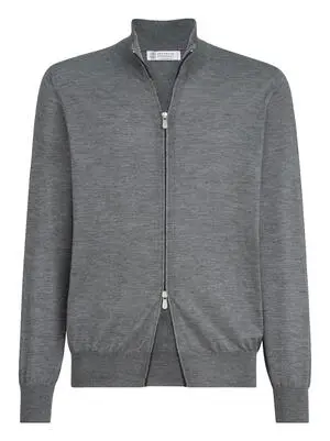 Brunello Cucinelli Cashmere And Silk Cardigan - Dark Grey