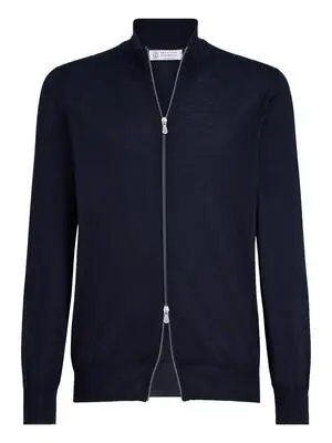 Brunello Cucinelli Cashmere And Silk Cardigan - Navy Blue