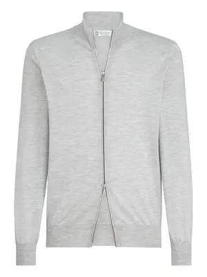 Brunello Cucinelli Cashmere And Silk Cardigan - Pebble