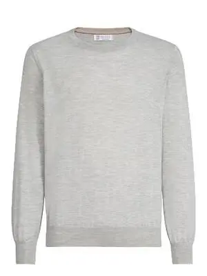 Brunello Cucinelli Cashmere And Silk Lightweight Sweater - Pebble