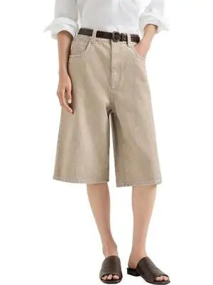Brunello Cucinelli Denim Bermuda Shorts - Beige