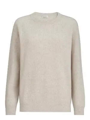 Brunello Cucinelli Cashmere Sweater With Monili Detail - Oyster