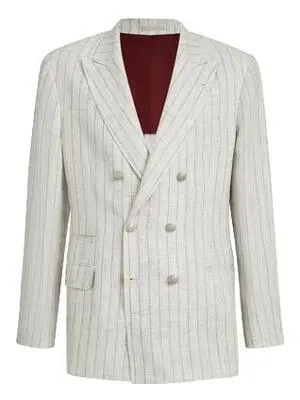 Brunello Cucinelli Chalk Stripe Twill Blazer - Light Grey