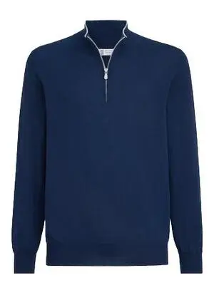 Brunello Cucinelli Cotton And Cashmere Lightweight Sweater - Avio Blue