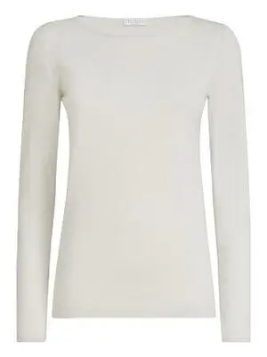 Brunello Cucinelli Cashmere And Silk Sparkling Sweater Milk