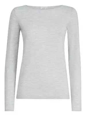 Brunello Cucinelli Cashmere And Silk Sparkling Sweater - Pebble