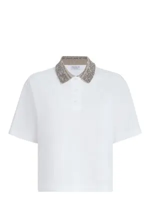 BRUNELLO CUCINELLI Polo With Dazzling Knit Collar
