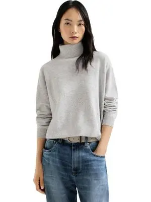 Brunello Cucinelli Cashmere High Neck Sweater With Monili Detail - Pebble