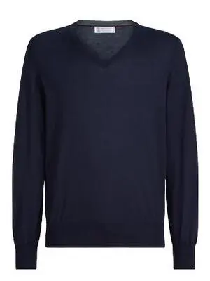 Brunello Cucinelli Cashmere And Silk Lightweight Sweater - Navy Blue