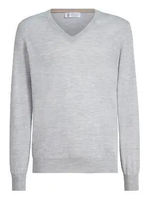 Brunello Cucinelli Cashmere And Silk Lightweight Sweater - Pebble