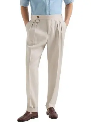Brunello Cucinelli Trousers With Double Pleats And Tabs - Buff