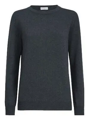 Brunello Cucinelli Cashmere Crew-neck Sweater - Lignite Grey