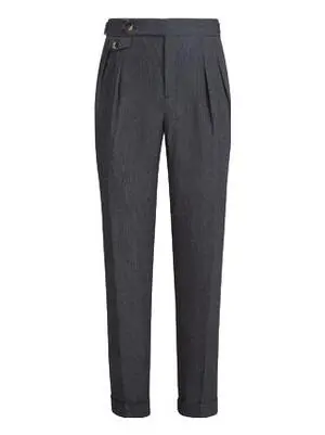 Brunello Cucinelli Tailor Fit Linen Trousers - Anthracite
