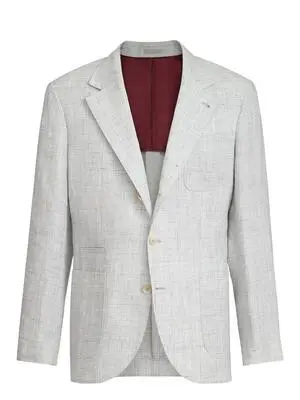 Brunello Cucinelli Houndstooth Deconstructed Blazer - Pearl Grey