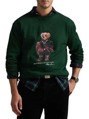 Polo Ralph Lauren Big & Tall Bear Crewneck Sweatshirt - Moss Agate Holiday
