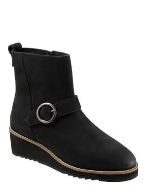 Softwalk Platform Wedge Bootie - Black Nubuck