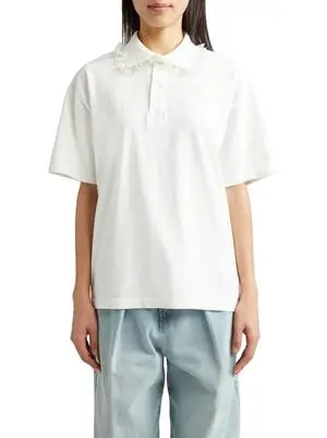 TANNER FLETCHER Gender Inclusive Cletus Lace Trim Polo - Ivory