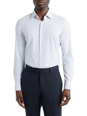 BOSS Hank Slim Fit Microcheck Stretch Dress Shirt - Dark Blue