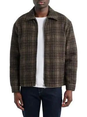 FRAME Insulated Check Wool Tweed Jacket - Brown Plaid