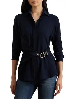 RALPH LAUREN Buckle Detailed Button-Up Top