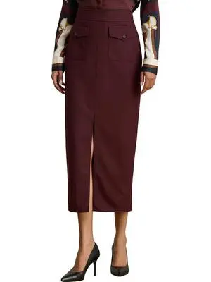 Ralph Lauren Wool-blend Pencil Skirt - Dark Garnet