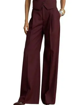 Ralph Lauren Wool Blend Wide-leg Trousers - Dark Garnet