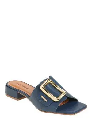 BUTTERO® Eduarda Leather Slide Sandal - Marinho