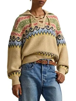 Polo Ralph Lauren Fair Isle Cotton-blend Sweater - Tan Multi
