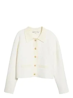 English Factory Contrast Placket Cardigan - Cream