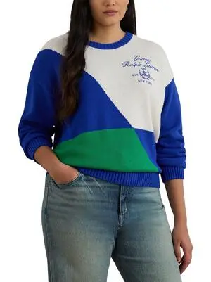 Ralph Lauren Riednee Colorblocked Sweater - Cruise Royal Blue/white/stem