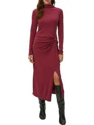 Michael Stars Twisted Mock Neck Midi Dress - Garnet