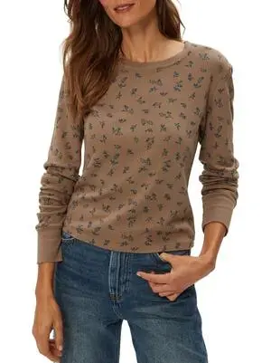 Michael Stars Floral Thermal Long Sleeve T-shirt - Cobblestone