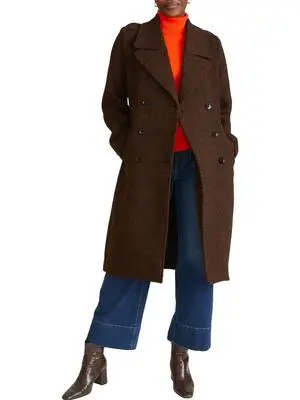 Universal Standard Callaghan Double Breasted Wool Blend Coat - Herringbone