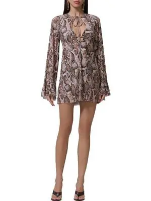 AFRM Kori Cutout Bell Sleeve Minidress - Sand Serpent
