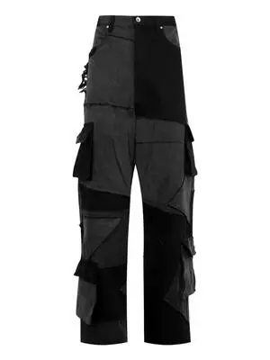 WHO DECIDES WAR Destroyed Panelled Cargo Trousers - Black